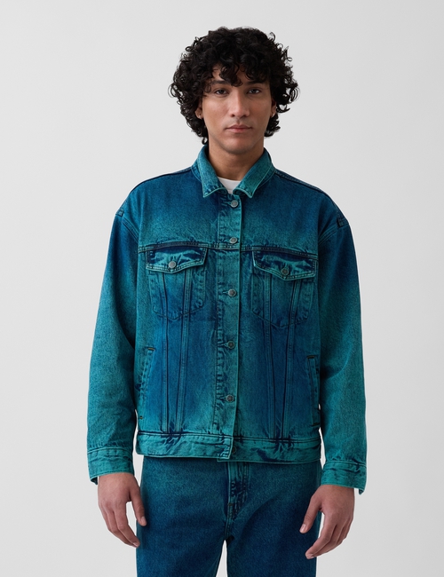 Shop Gap × HFR Oversized Icon Denim Jacket by IGDALYAH for | GAP UAE